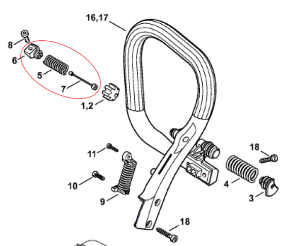 Stihl Ms 271, Loop Handle To Cylinder Buffer New Oem 11417913102 ...