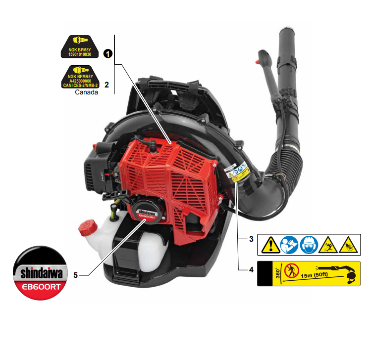 Shindaiwa EB-600-RT Label - Model Eb600Rt (Fig No.5) New Oem X56200005 ...